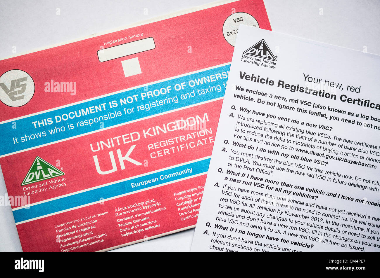 Dvla vehicle registration certificate v5 -Fotos und -Bildmaterial in ...