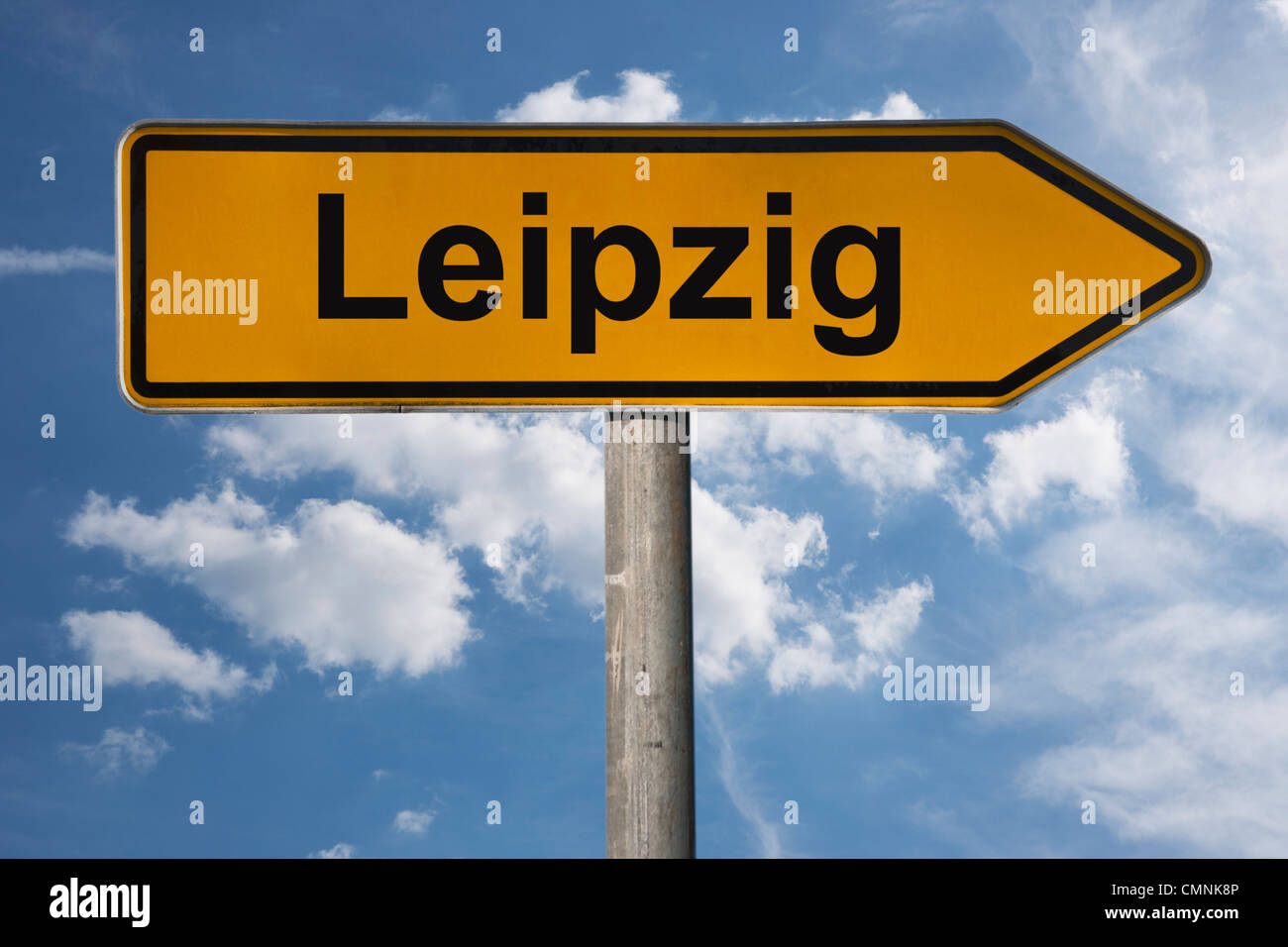 Detail-Foto von einem Schild mit der Aufschrift Leipzig, Sachsen ...