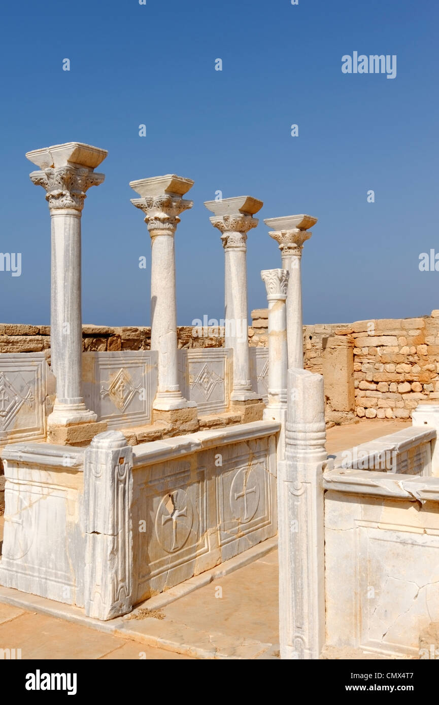 Latrun. Libyen. Blick auf die restaurierte byzantinische Westkirche ...