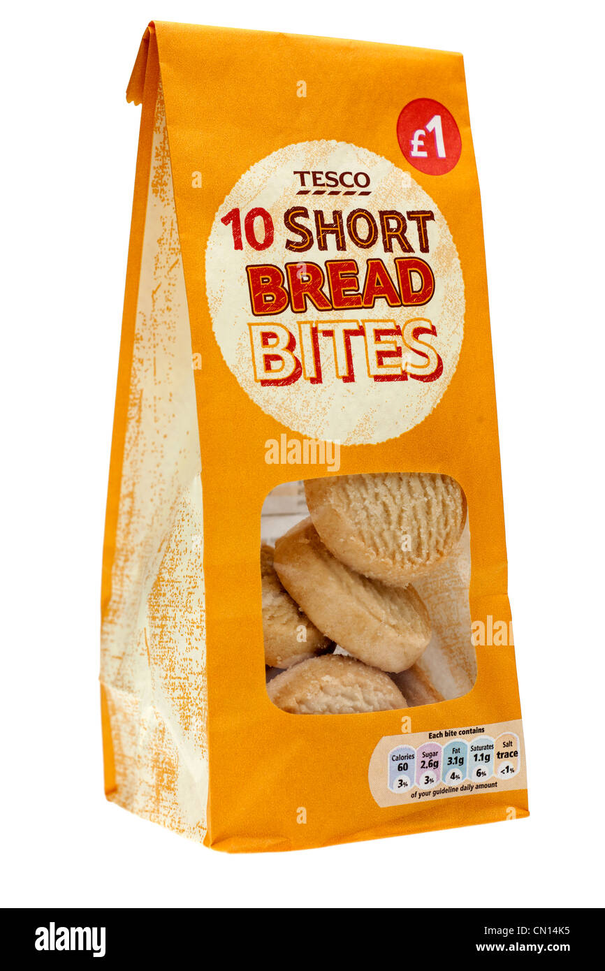 Paket von Tesco 10 Shortbread beißt Kekse Stockfotografie - Alamy