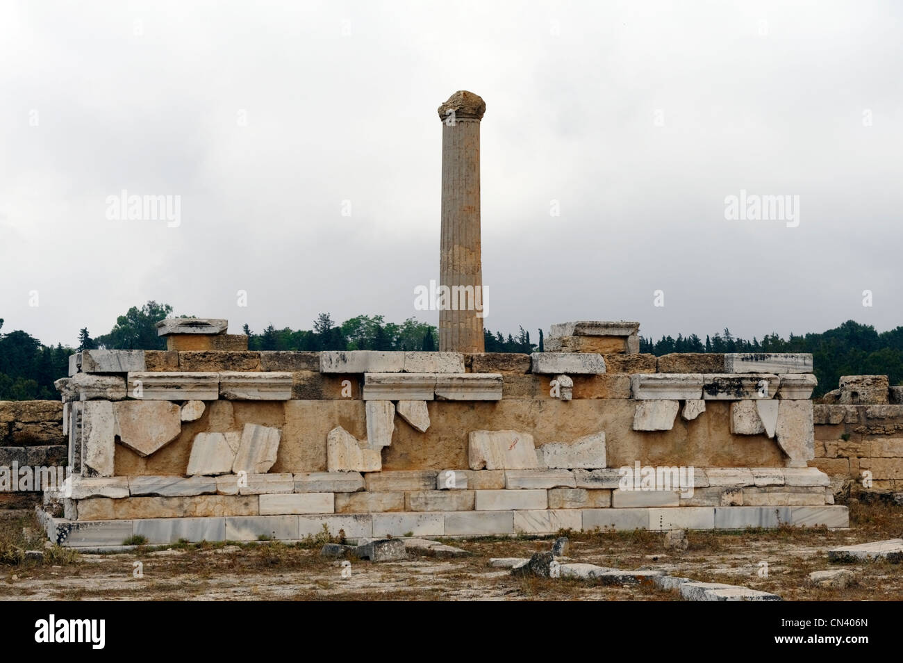 Cyrene. Libyen. Einer der zwei monumentale Marmor Altäre, die den Altar ...
