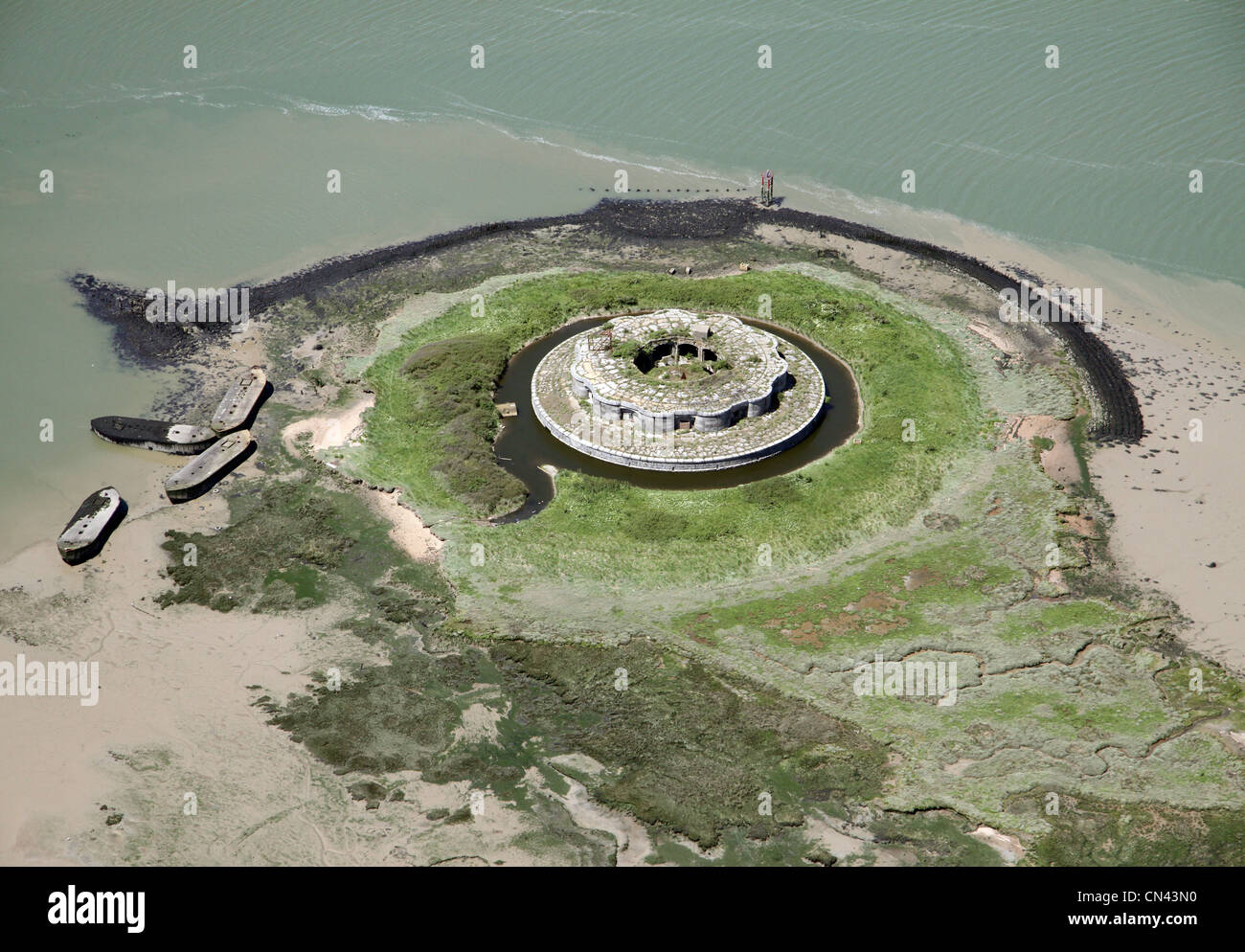 Luftaufnahme des Darnet Fort in den Fluss Medway, Kent Stockfotografie ...