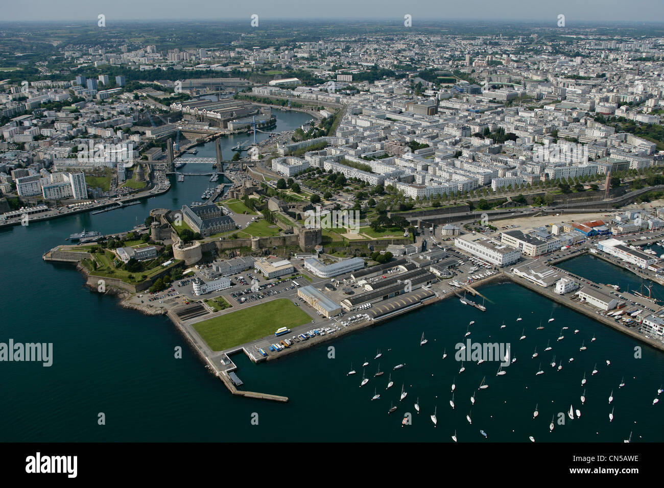 Finistere, Brest, Frankreich, den Hafen, Penfeld Fluss, Chateau de ...