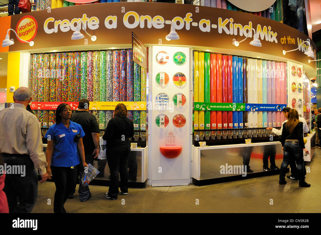 USA, New York City, Manhattan, Times Square, M & M store ...