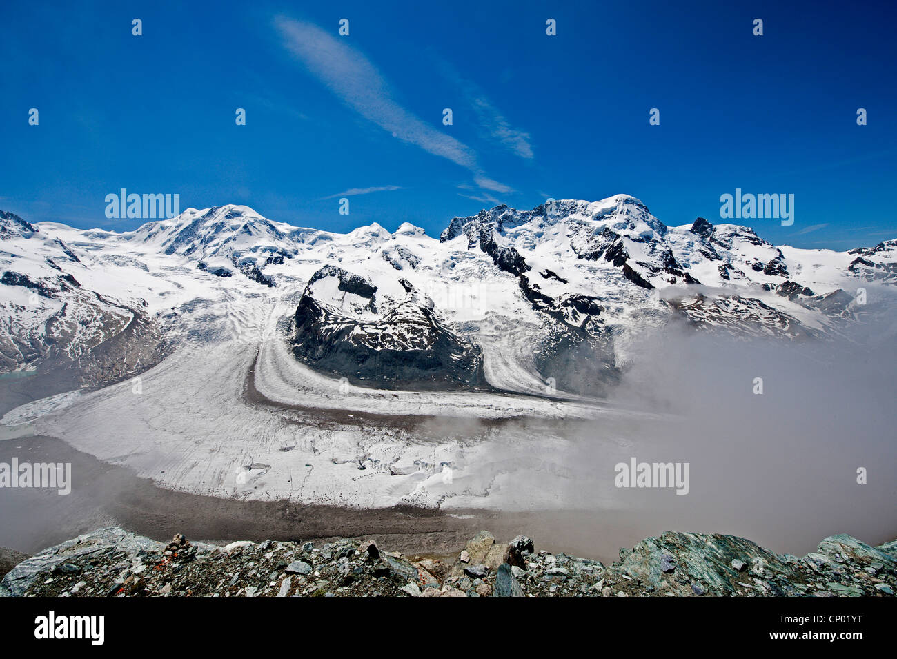Monte Rosa-Massiv Gorner Gletscher, Schweiz, Walliser Alpen ...