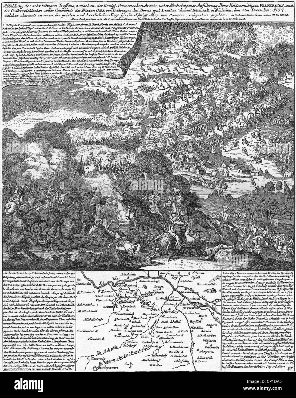 Ereignisse, Siebenjähriger Krieg 1756 - 1763, Schlacht bei Leuthen, 5.12.1757, Sieg der Preußen ...
