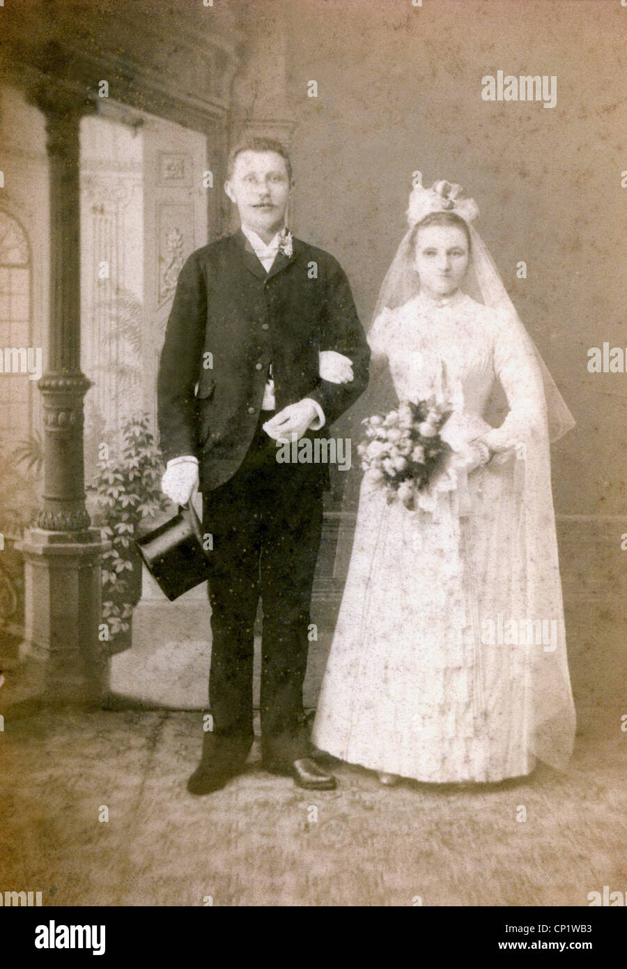 Personen, Heirat, Brautpaar, Kabinettkarte, J. Blatt, Wien, Österreich ...