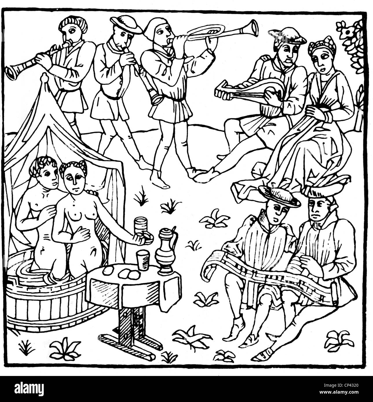 Musiker im mittelalter Schwarzweiß-Stockfotos und -bilder - Alamy