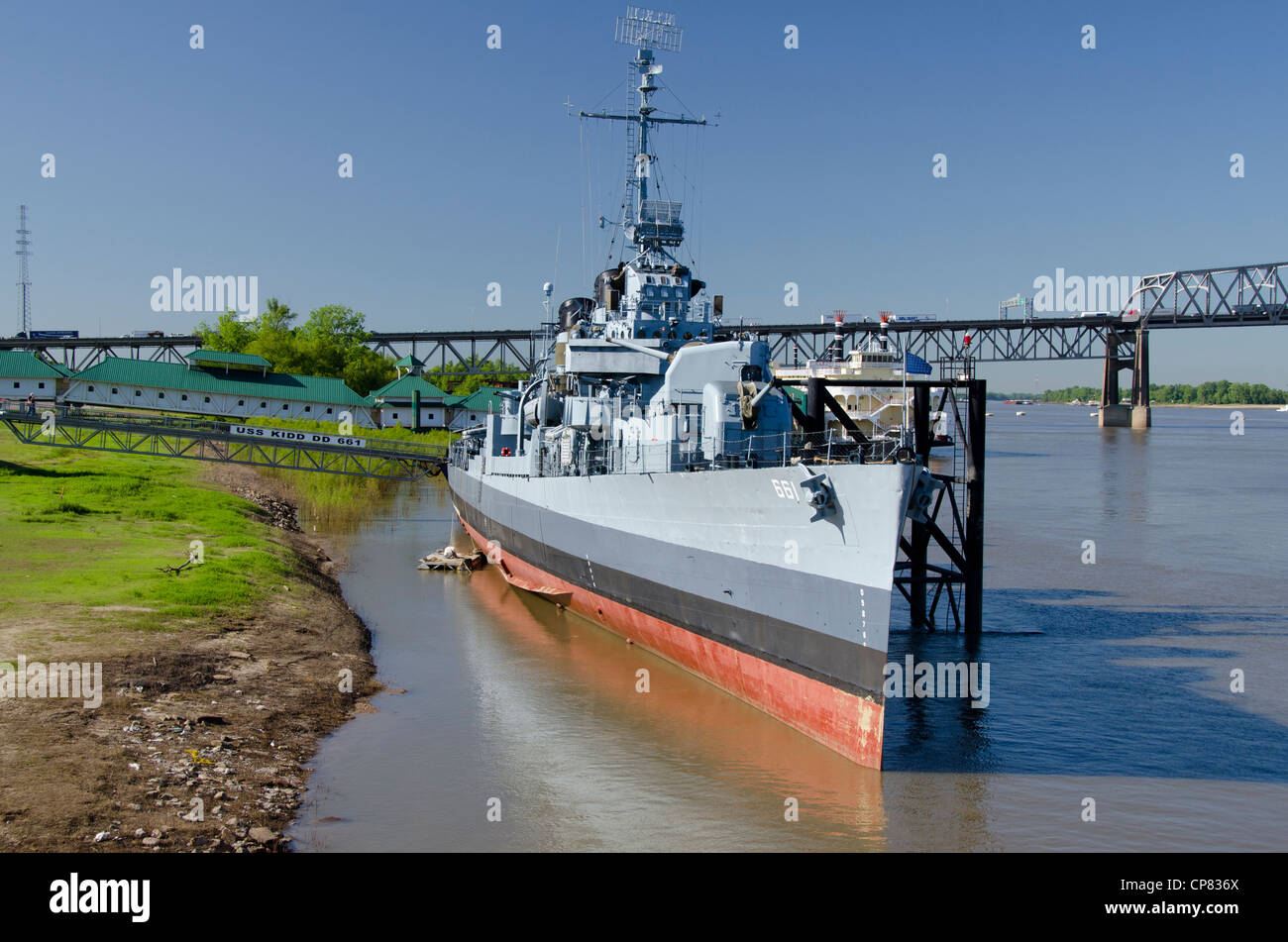 Louisiana in Baton Rouge. Mississippi River Port. USS Kidd Veterans ...