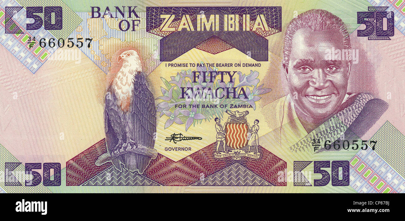Banknote aus Sambia, 50 Kwacha, Kenneth David Kaunda, 1986, Banknote ...