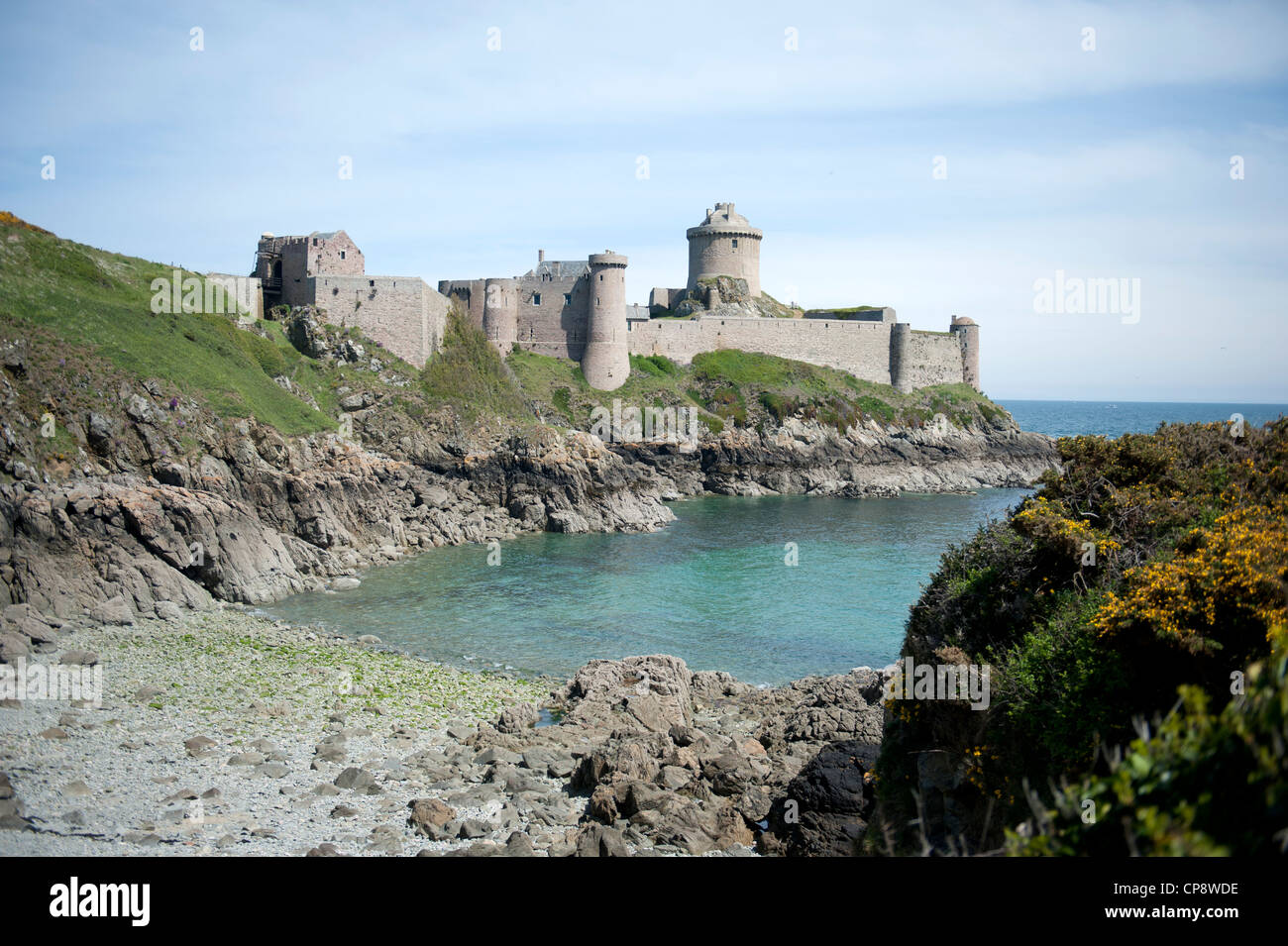 The medieval Château de la Roche Goyon or Fort La Latte, fortress on ...