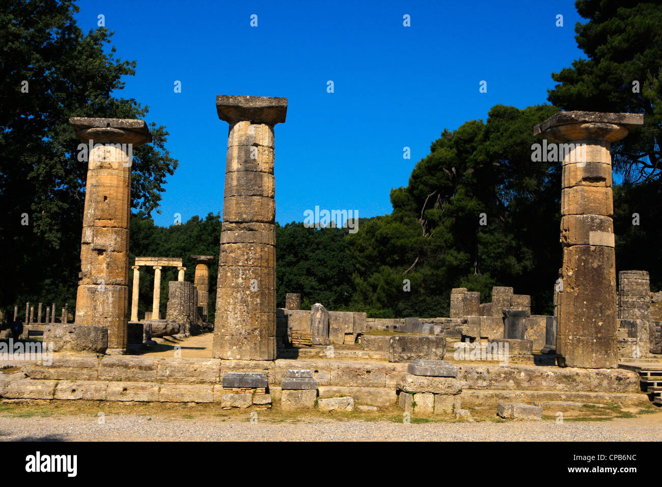Das antike Olympia. Der Tempel der Hera, einer der ältesten Tempel in ...