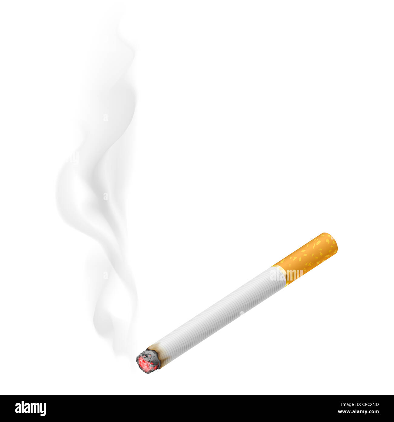 Realistische brennende Zigarette. Abbildung auf weißem Hintergrund ...