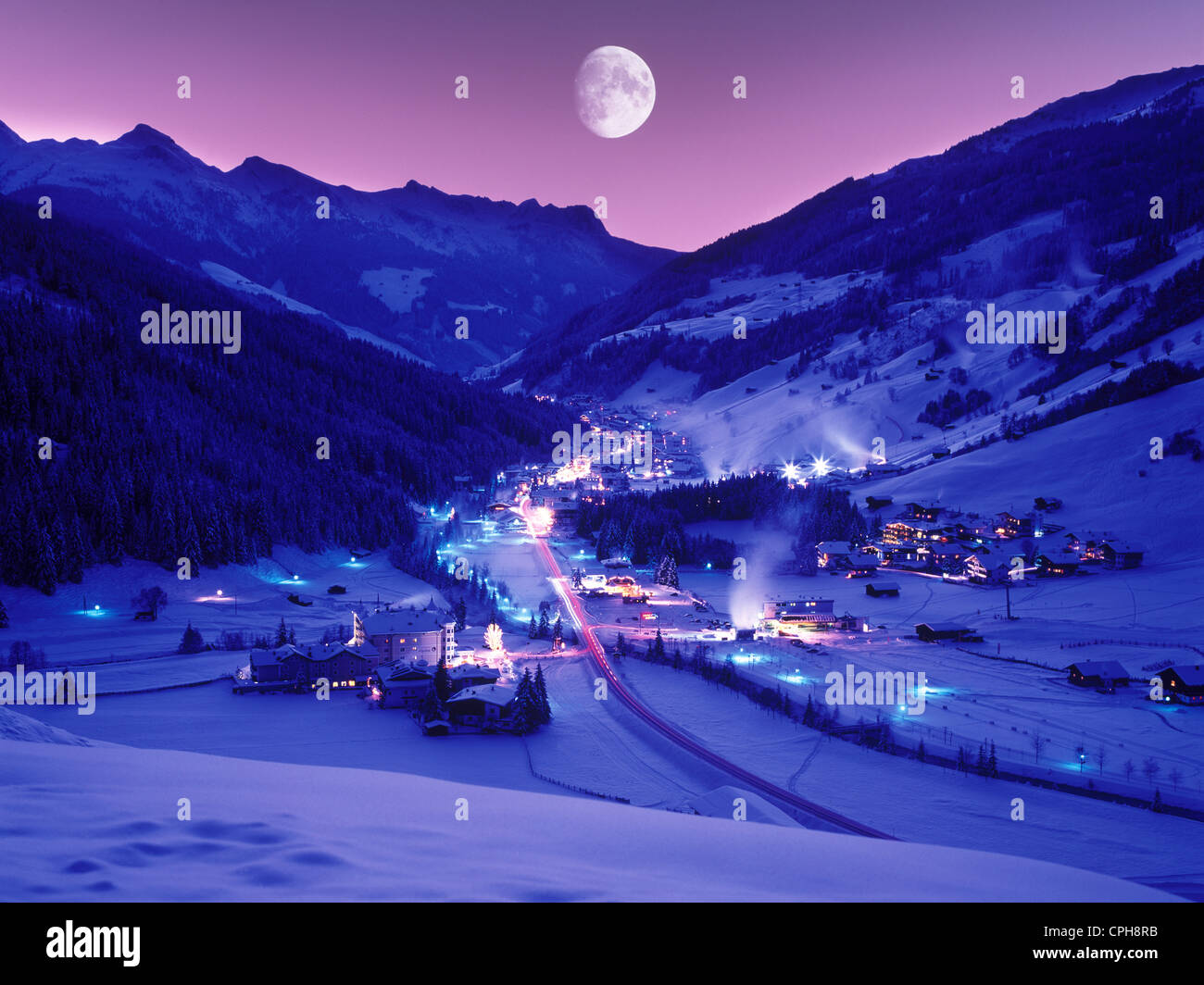 Österreich, Europa, Tirol, Zillertal, Gerlos, Winter, Dorf, Platz ...