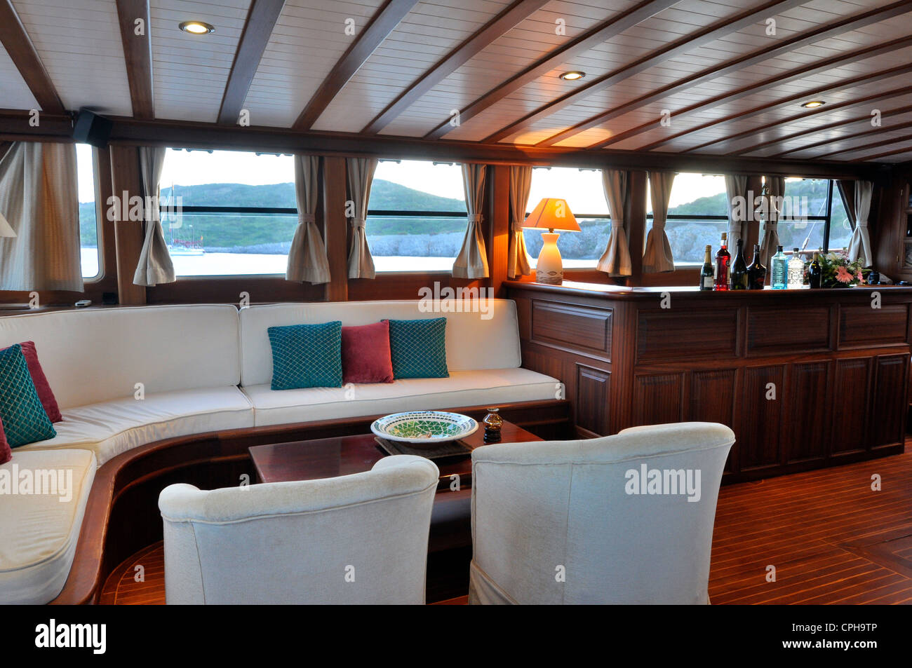 Interior Design des Luxus-Segelboot Stockfotografie - Alamy