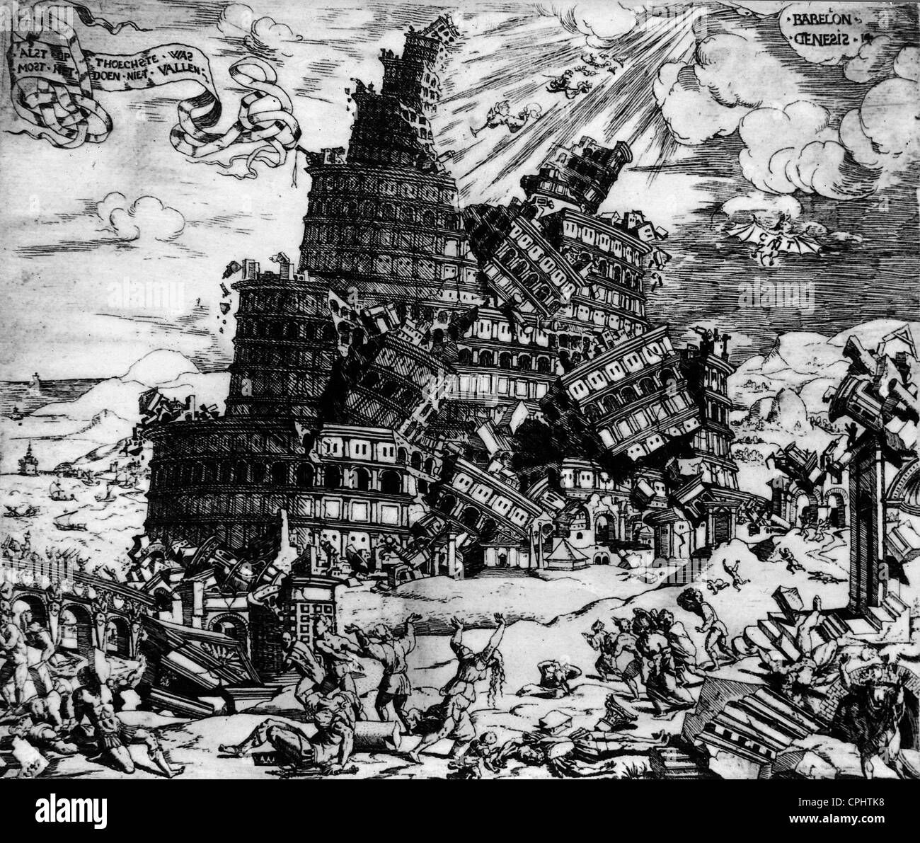 Zerstörung der Turm von Babylon, 1547 Stockfotografie - Alamy