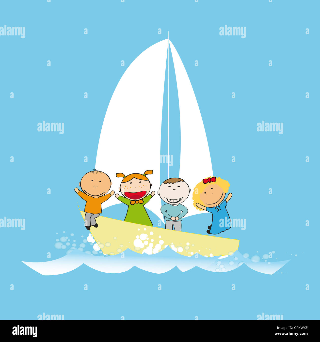 Cute Boat Cartoon Illustration Stockfotos & Cute Boat Cartoon ...