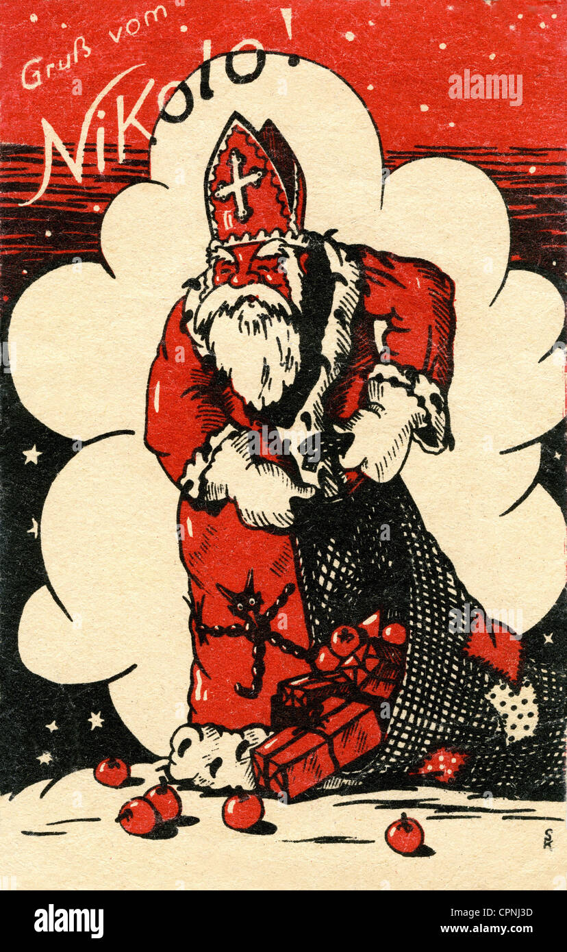 Weihnachten, 'Gruss vom Nikolo', St. Nikolaus, Grußkarte, Österreich ...