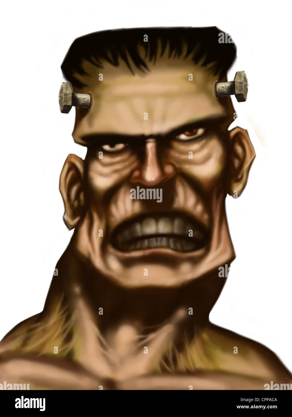 Frankenstein Kopf Realist comic-Kunst Stockfotografie - Alamy