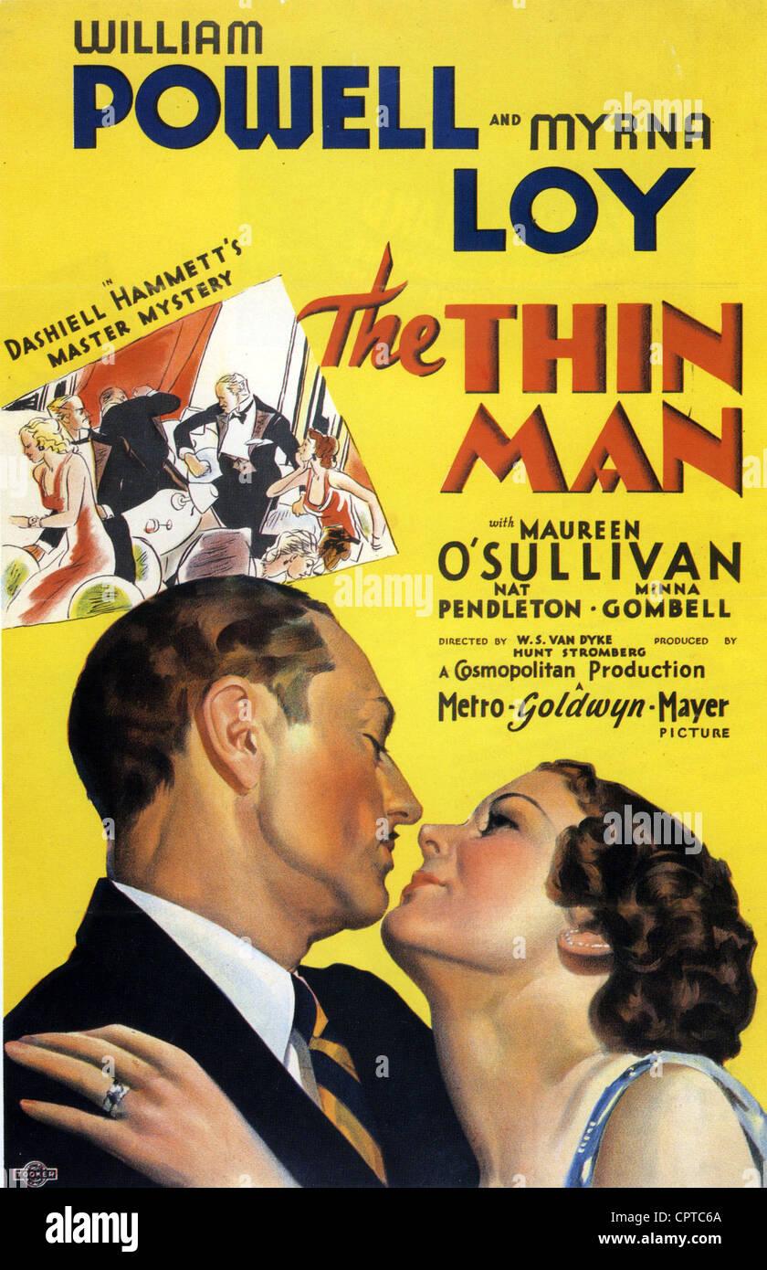 DER dünne Mann-Poster für 1934 MGM film mit William Powell und Myrna Loy Stockfotografie - Alamy