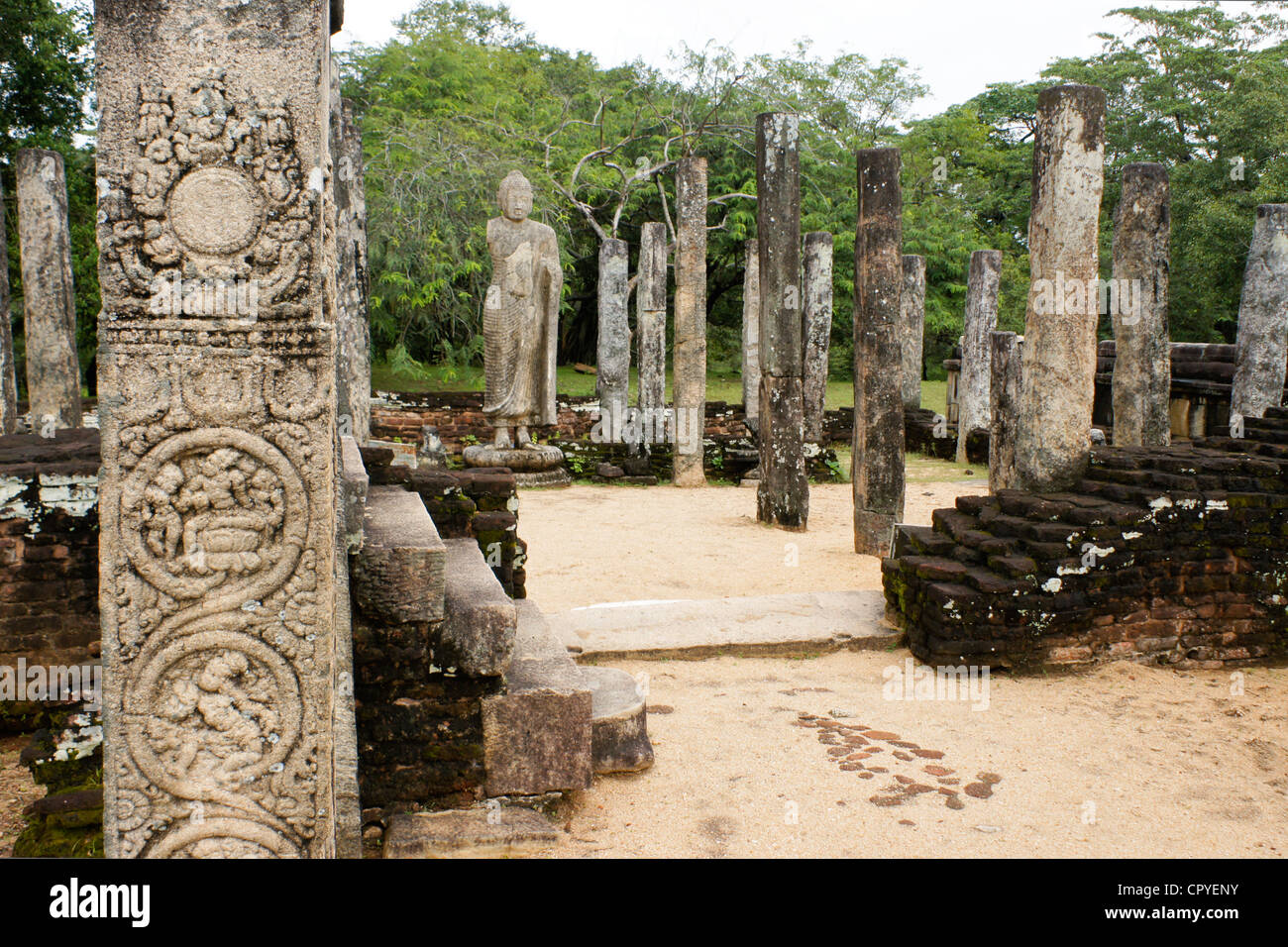 Ruinen des Atadage-Tempels in Dalada Maluva Viereck, Polonnaruwa, Sri ...