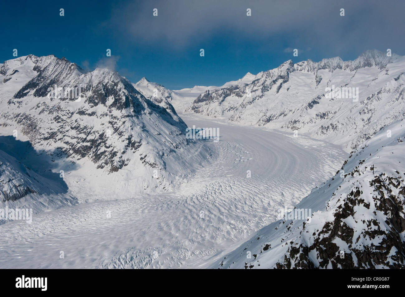 Aletschgletscher, Luftaufnahme, Winter, Wallis, Schweiz, Europa ...
