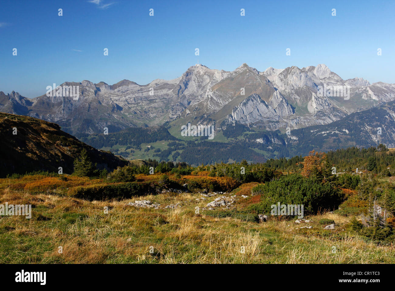 Alpstein Panorama mit Säntis Berg gesehen von der Gamser Rugg Berg ...