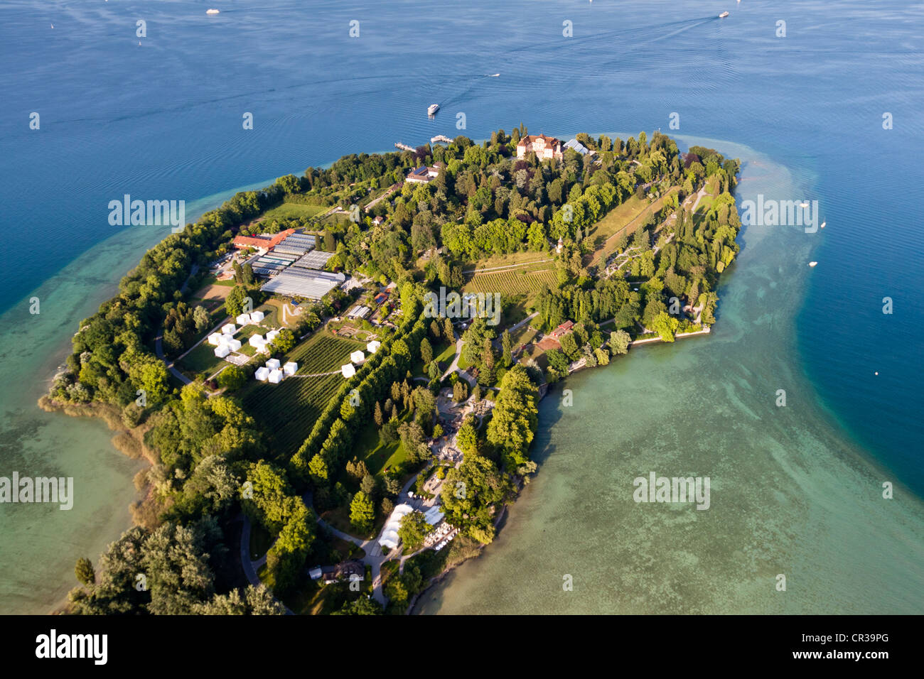 Luftaufnahme, Blumen Insel Mainau im Bodensee, Landkreis Konstanz ...