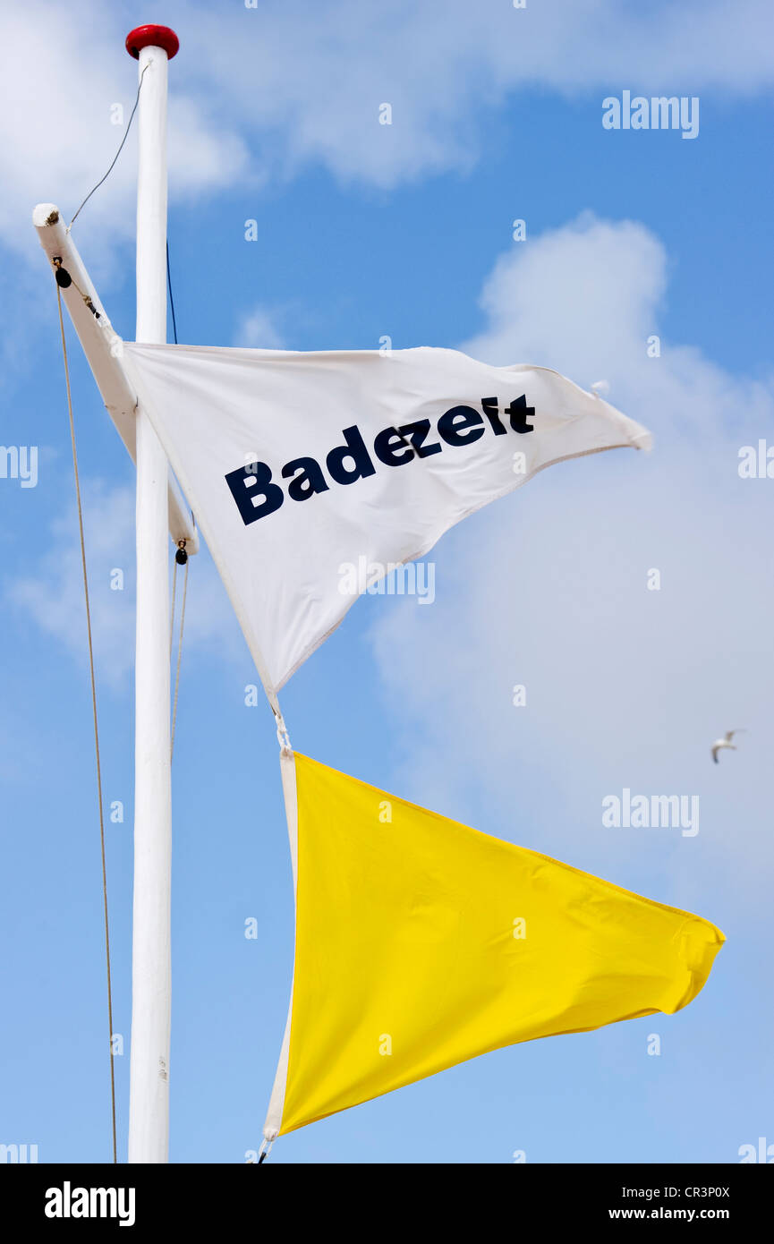 Flag Badezeit oder "Badezeit", Strand in Westerland, Sylt, friesischen ...