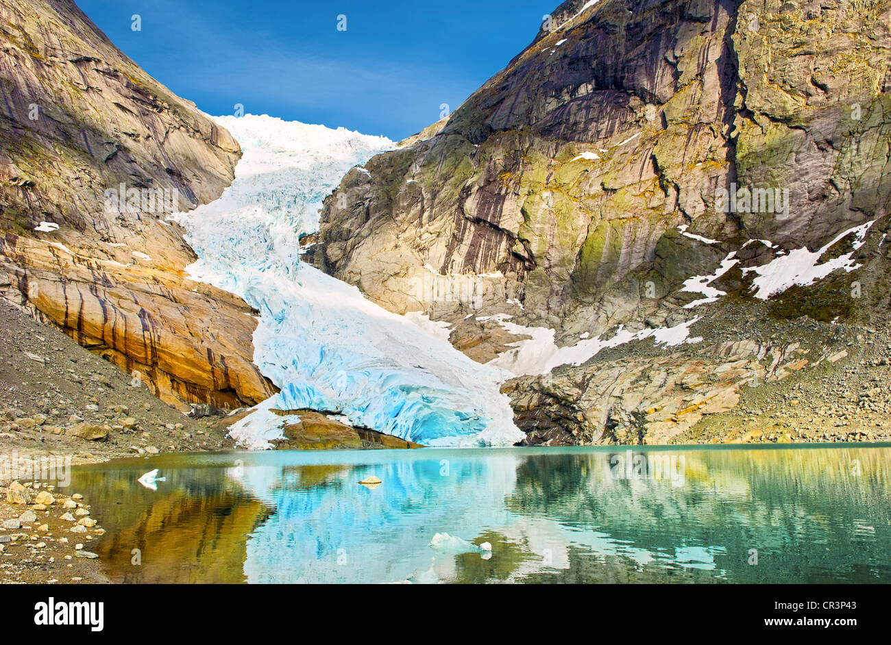 Briksdalsbreen, Briksdal Gletscher, Norwegen, Europa Stockfotografie ...