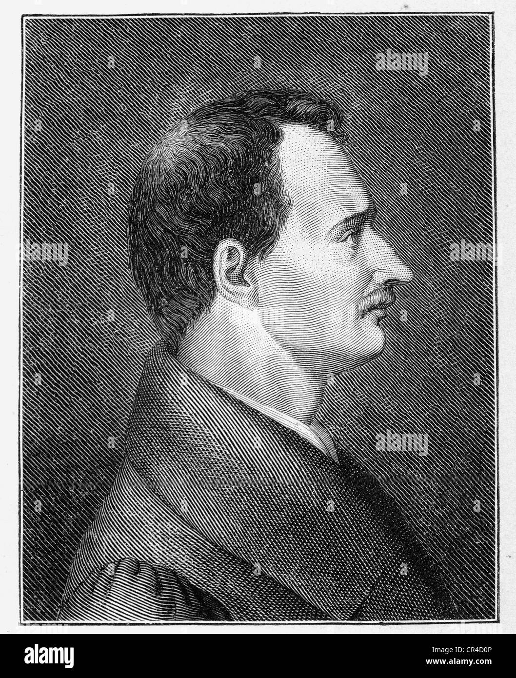 August Graf von Platen (1796-1835), Dichter, Stahlstich, vor 1880 ...