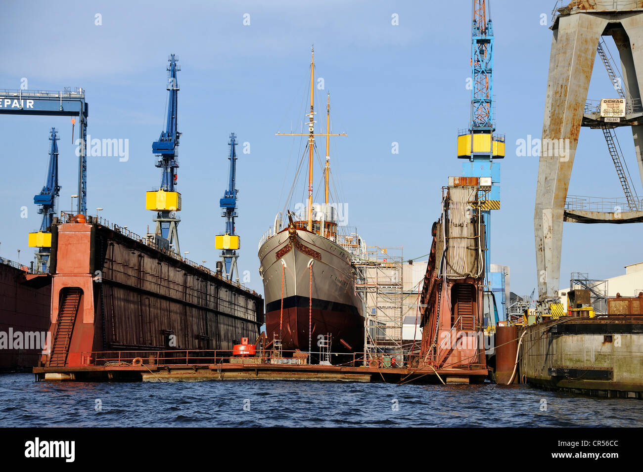 Historische Schiff im Trockendock der Hamburger Hafen, Hanse Stadt ...