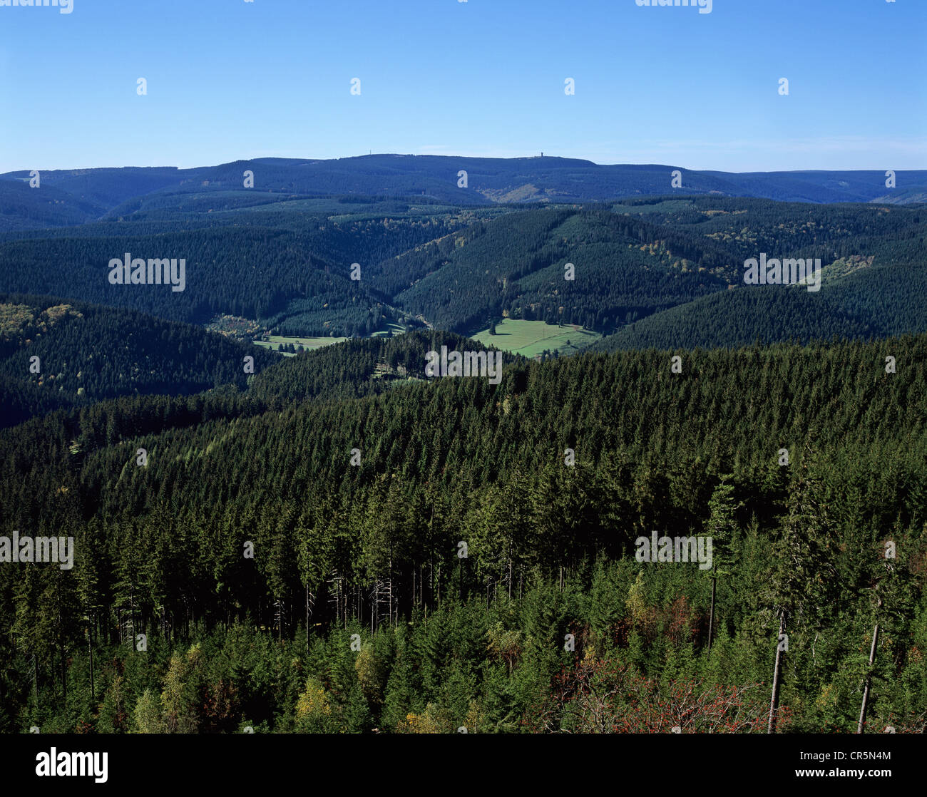 Blick über den Thüringer Wald, Thueringer Wald, vom Aussichtsturm auf ...