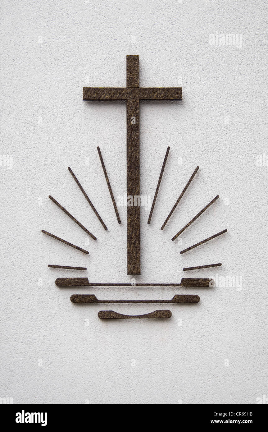 Symbole der alt-katholischen Kirche, Kreuz, Sonne auf den Wellen ...