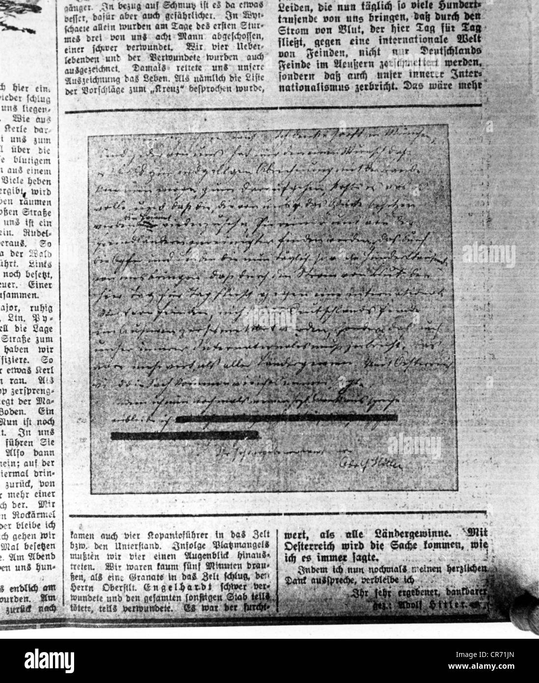 Hitler sehr autogramm -Fotos und -Bildmaterial in hoher Auflösung – Alamy