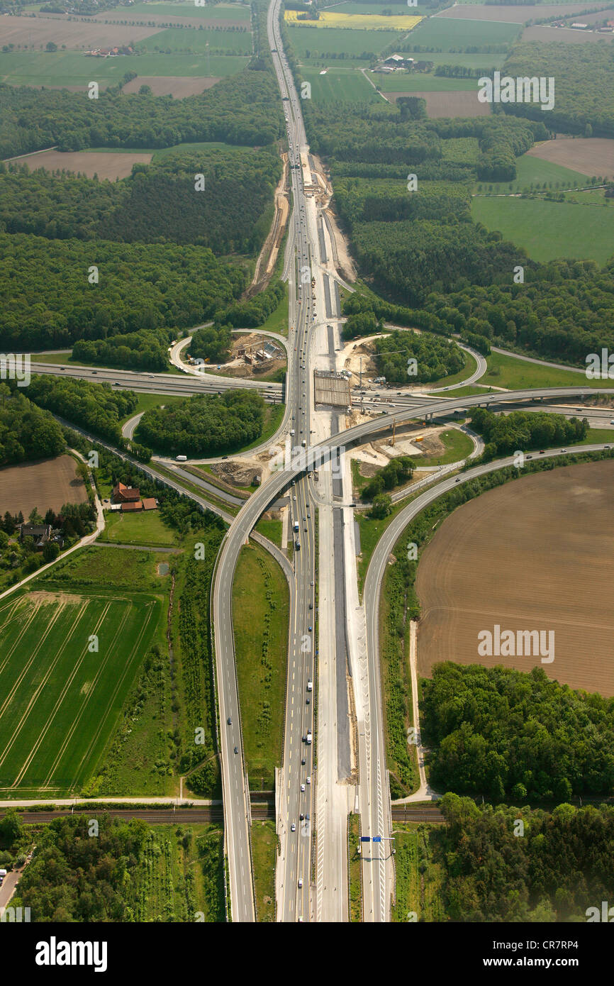 Luftbild, Autobahnkreuz, Autobahn A43, B51 Autobahn Region Münsterland ...