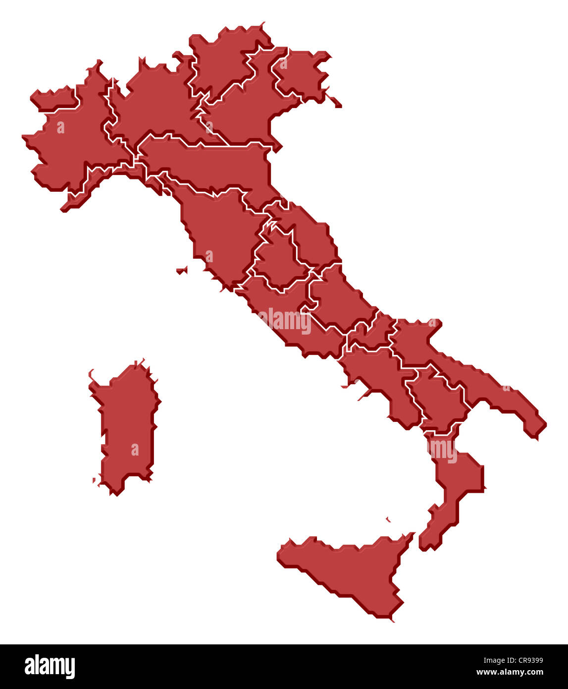 Politische Karte von Italien mit den verschiedenen Regionen ...