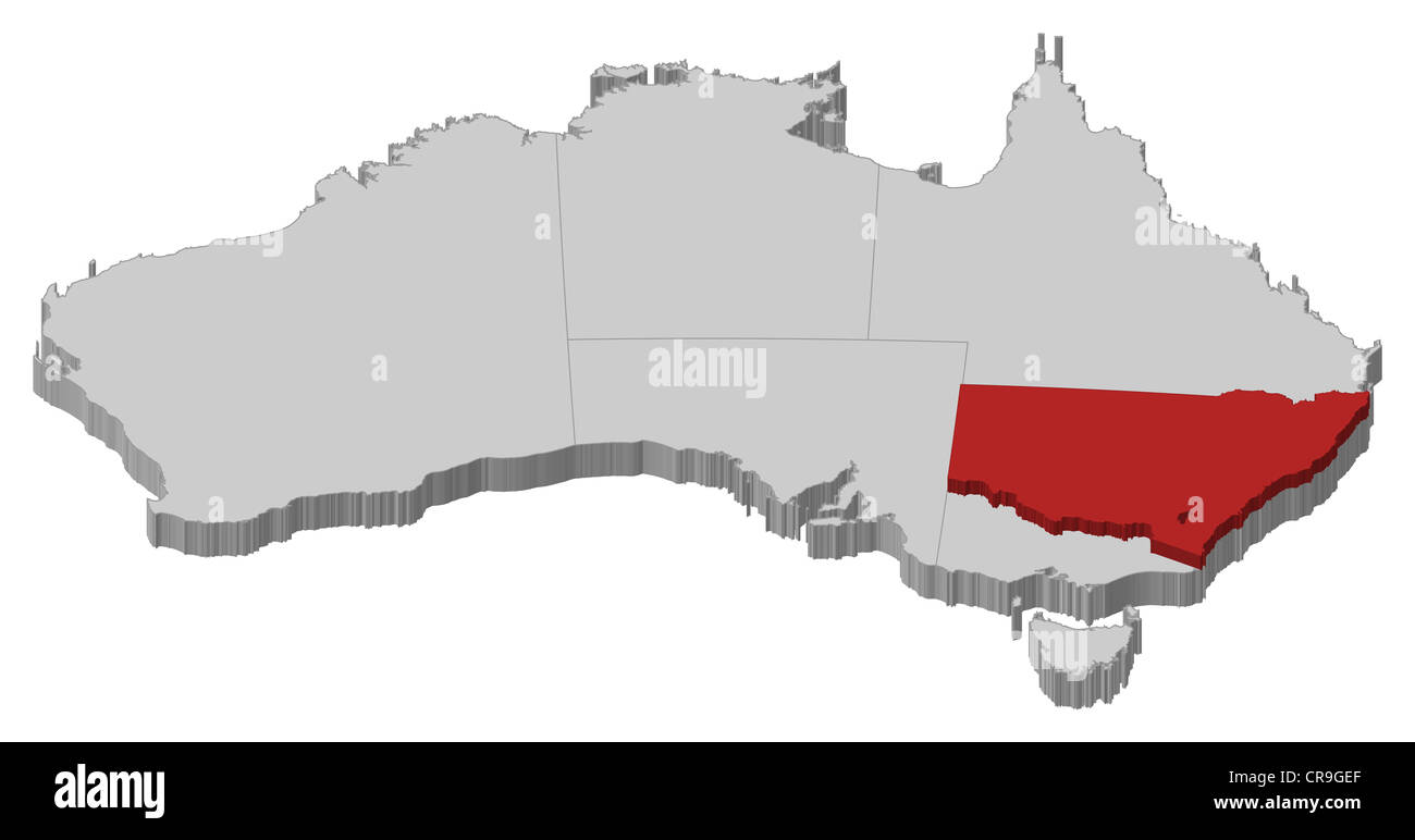 Politische Karte von Australien mit den mehrere Staaten New South Wales ...