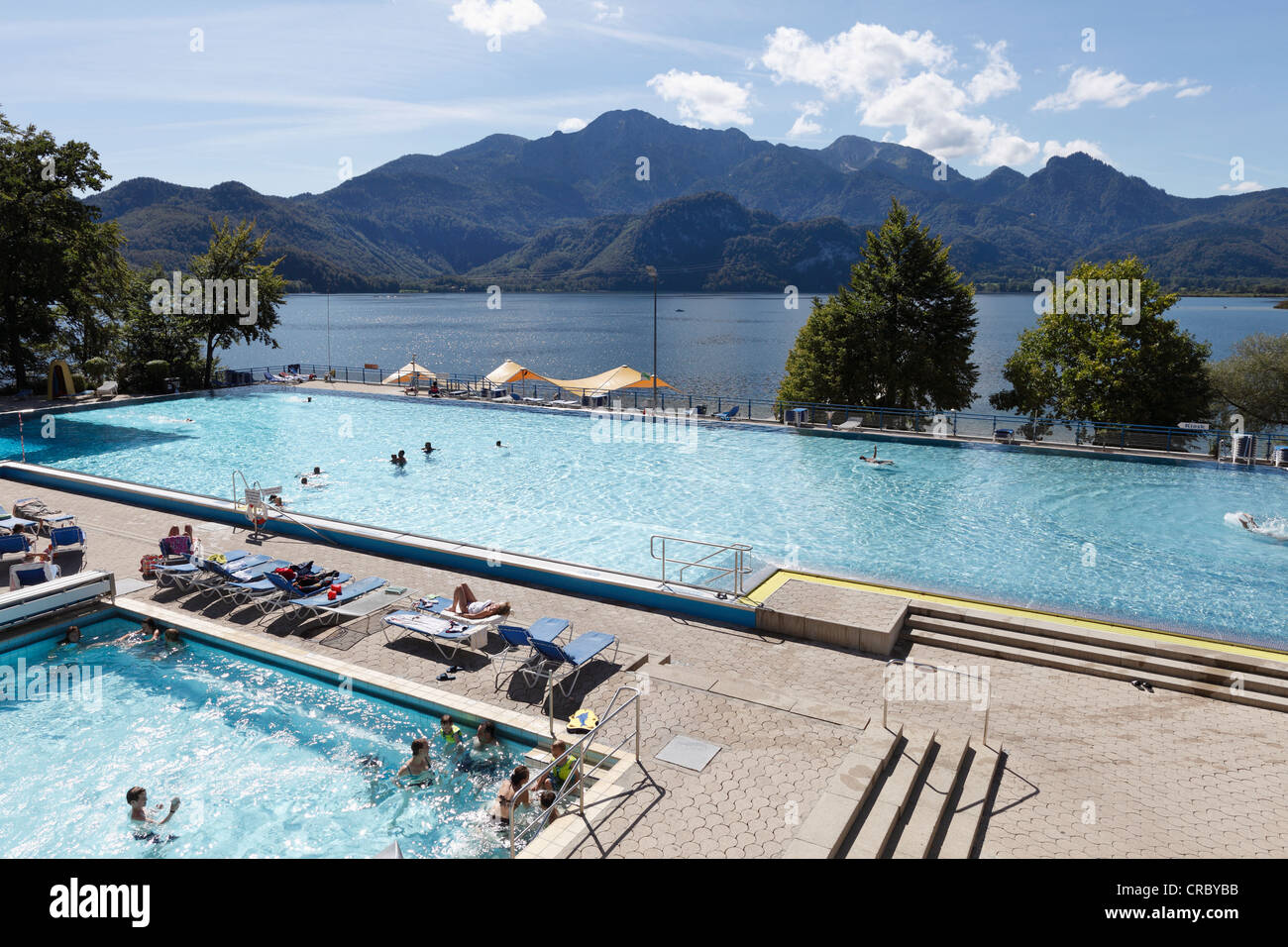 Freibad Trimini, Kochel See und Herzogstand Berg auf der Rückseite, Kochel bin sehen, Bayern ...