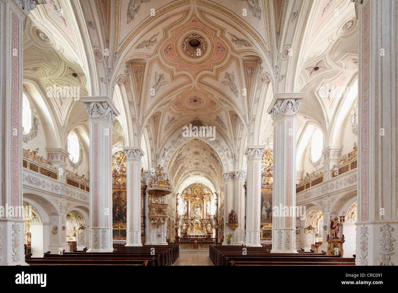 Kirche der Kloster Polling Kloster, Pfaffenwinkel, Upper Bavaria ...