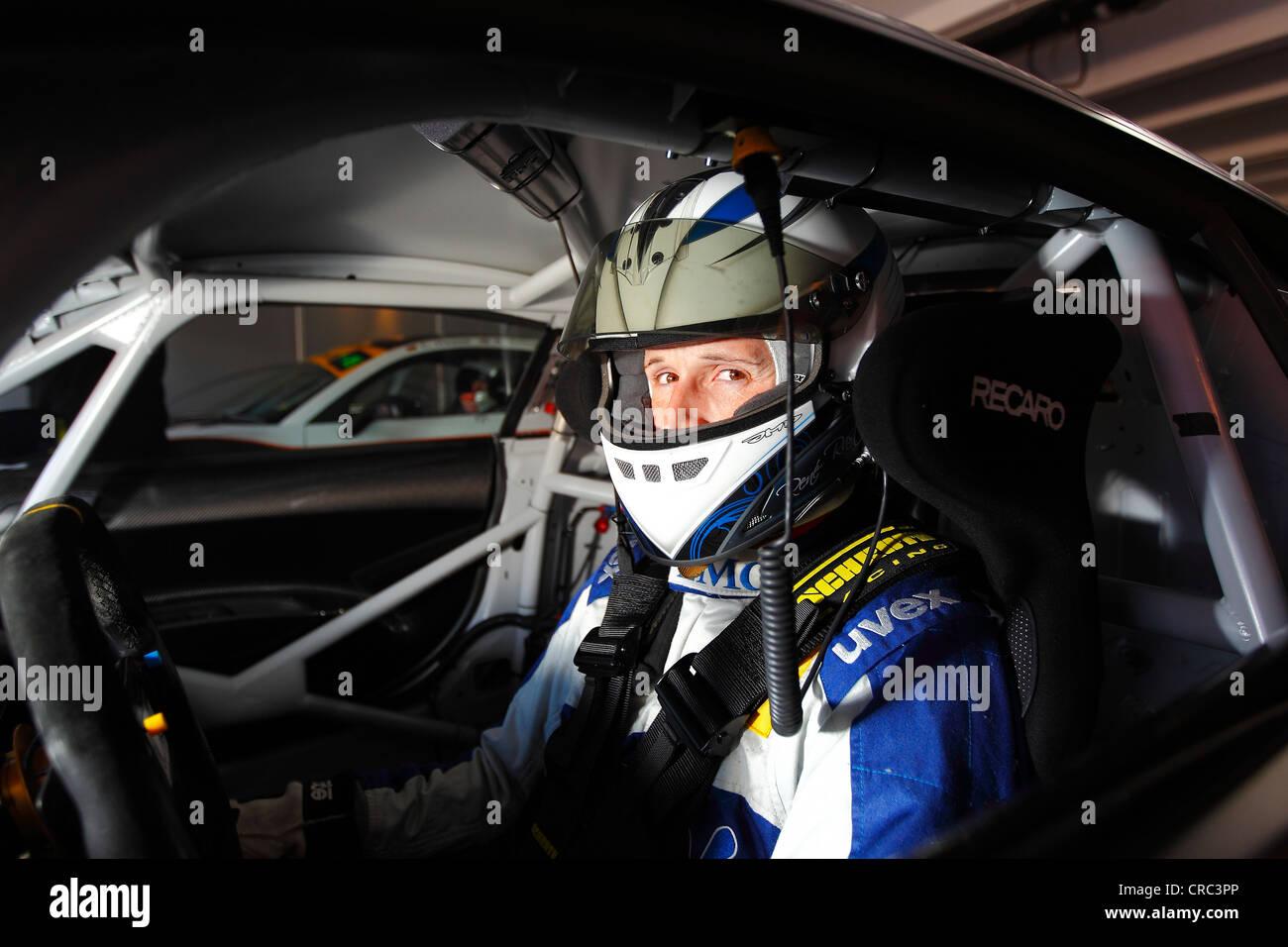 René Rast Rennfahrer im Auto in der Grube am Hockenheimring Race Track ...