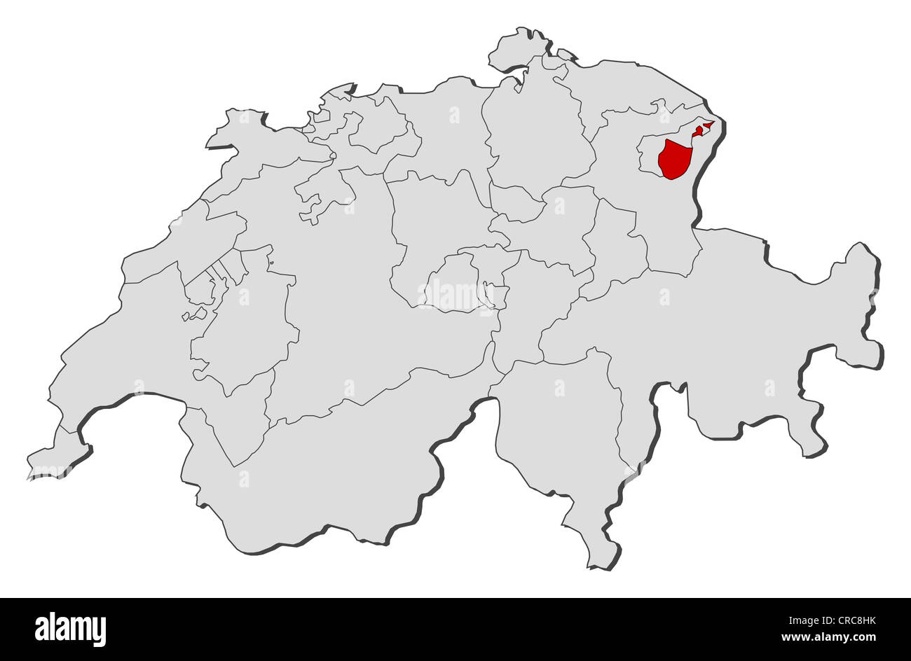 Map Appenzell Innerrhoden Switzerland Stockfotos & Map Appenzell ...