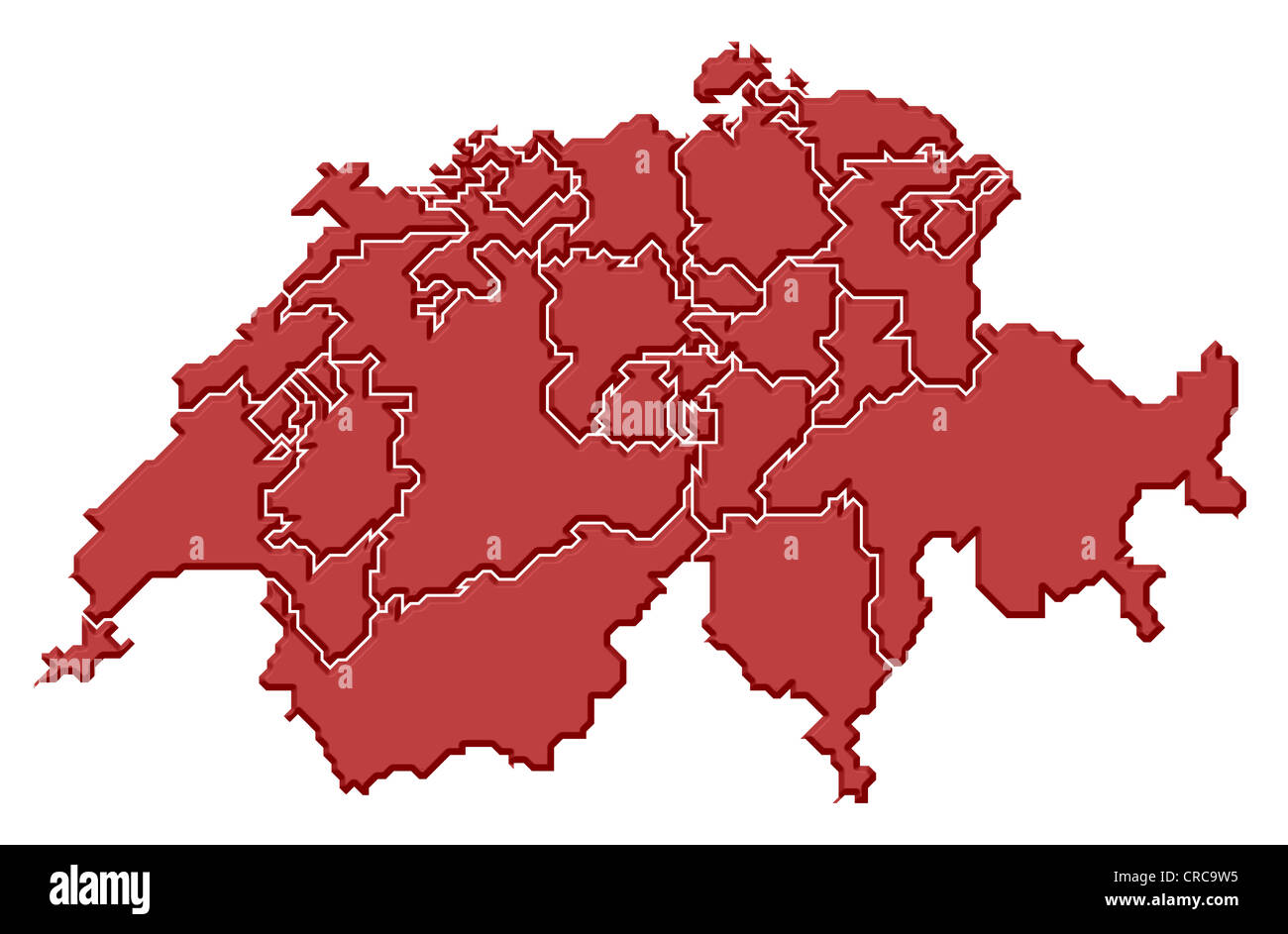 Politische Karte der Schweiz mit den verschiedenen Kantonen ...