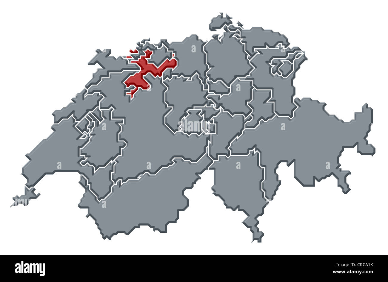 Politische Karte der Schweiz mit den verschiedenen Kantonen Solothurn ...