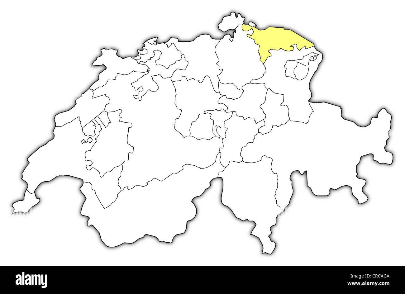 Politische Karte der Schweiz mit den verschiedenen Kantonen Thurgau wo ...