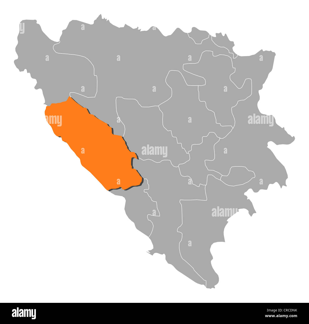 Politische Karte von Bosnien und Herzegowina mit den mehreren Kantonen ...