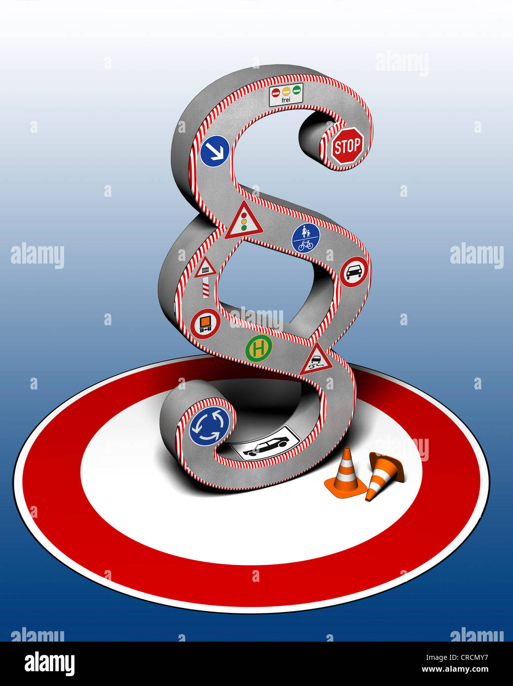 Verkehrszeichen, Abschnitt Zeichen, Illustration, symbolisches Bild für ...