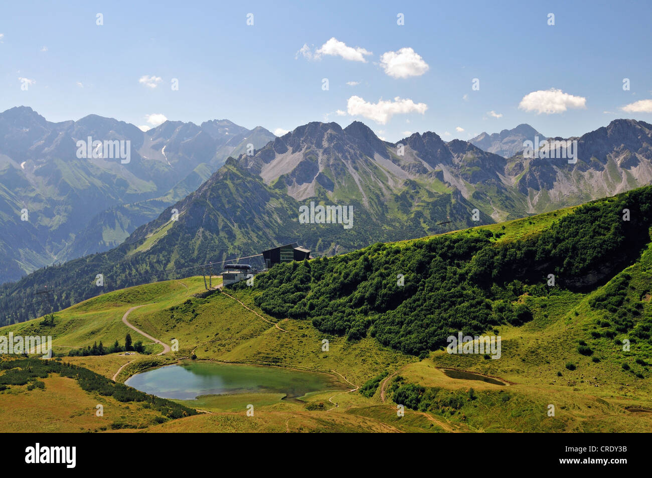 See Schlappoldsee, Bergstation der Fellhornbahn Seilbahn, Berg Fellhorn ...