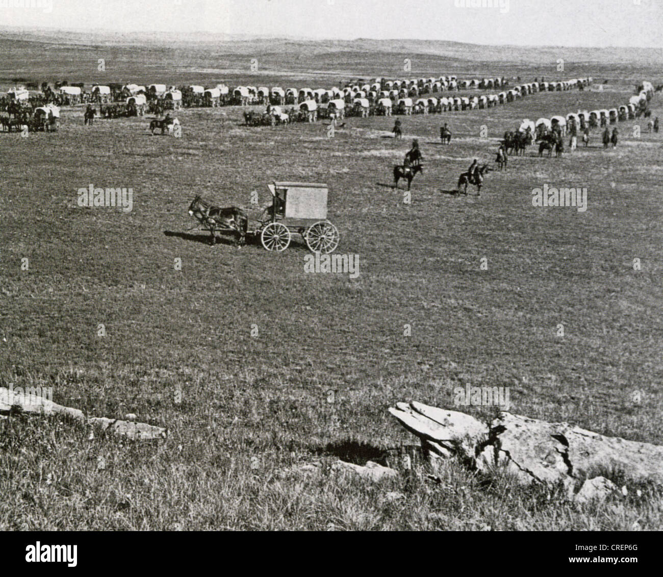 GEORGE CUSTER (1839-1876) Wagenzug seiner 1874 Black Hills Expedition ...