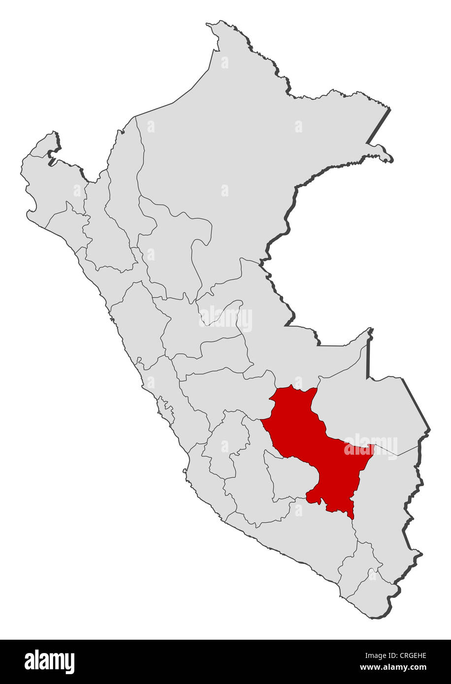 Politische Karte von Peru mit den verschiedenen Regionen wo Cusco ...